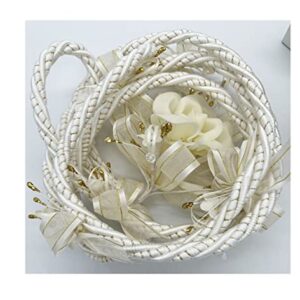 RBN Beautiful Ivory and Gold Intertwine Silver Embellishment Accent Rope Migajon Lazo Wedding Lasso Traditional Lazos De Boda Tradicional Bridal Gift Box