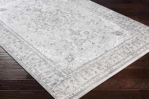 Mark&Day Area Rugs, 7x9 Terband Updated Traditional Charcoal Area Rug, White/Beige/Black Carpet for Living Room, Bedroom or Kitchen (6'7" x 9')