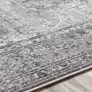 Mark&Day Area Rugs, 7x9 Terband Updated Traditional Charcoal Area Rug, White/Beige/Black Carpet for Living Room, Bedroom or Kitchen (6'7" x 9')