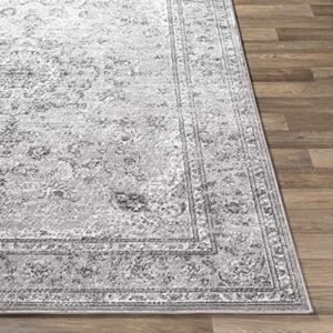 Mark&Day Area Rugs, 7x9 Terband Updated Traditional Charcoal Area Rug, White/Beige/Black Carpet for Living Room, Bedroom or Kitchen (6'7" x 9')