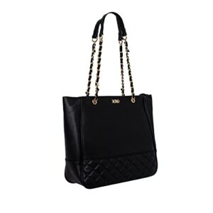 XOXO Women's Black Vegan Leather Tote Bag With Chain Handle