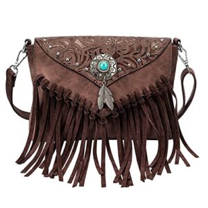 lavawa small crossbody bags for women crossbody handbag fringe purse tassel shoulder bag turquoise concho wallet