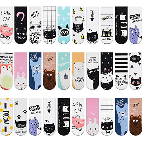 30 Pieces Magnet Magnetic Bookmarks Cute Magnet Page Markers Page Clips Bookmark for Student Office Reading Stationery (Cat)