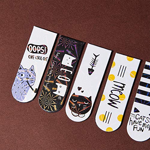 30 Pieces Magnet Magnetic Bookmarks Cute Magnet Page Markers Page Clips Bookmark for Student Office Reading Stationery (Cat)