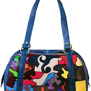 Women's Hand Painted Genuine Leather Handbag - Shoulder Bag - Hobo, by Evi's Bags. Unique, Large, Handmade Purse - Satchel - Tote. Wearable Art - Puzzle Piece Bag, Multicolor