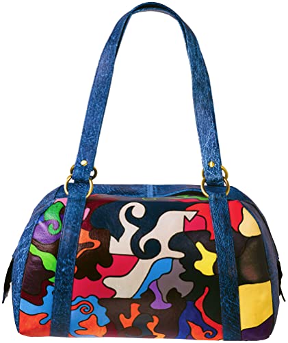 Women's Hand Painted Genuine Leather Handbag - Shoulder Bag - Hobo, by Evi's Bags. Unique, Large, Handmade Purse - Satchel - Tote. Wearable Art - Puzzle Piece Bag, Multicolor