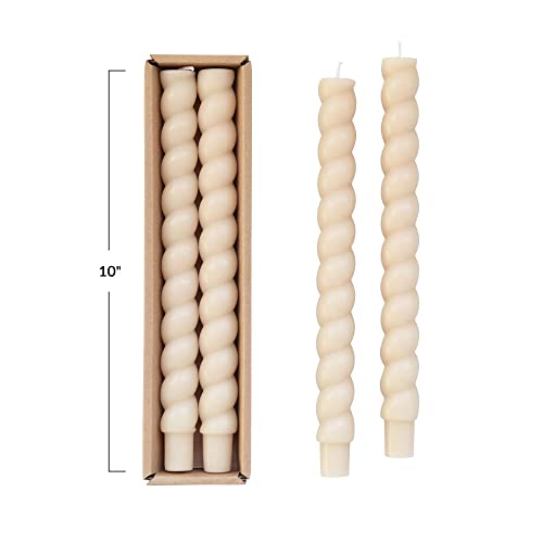 Christmas Store 10 H Cream Unscented Twisted Taper Candles in Box, Set of 2