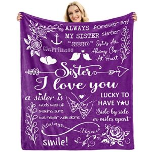 sisters gifts from sister birthday gifts for sister blanket christmas valentines mothers day big sister purple gifts for her sister in law soft warm throws blanket