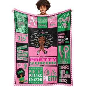 juntaoic sorority gifts for women blanket 60”x50”, birthday gifts for women, gift for women, girls, sisters gifts from sister, bestie gifts, daughter gift from mom, pink & green 1908 throw blanket