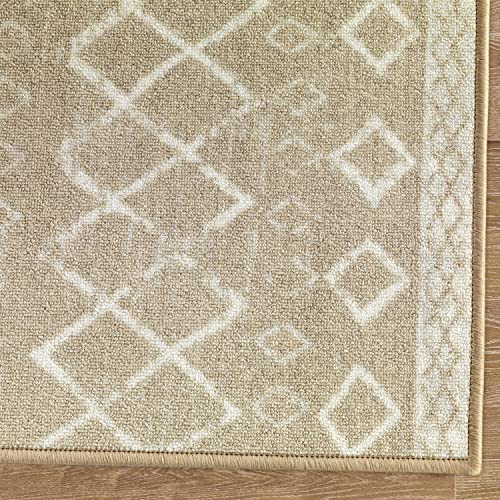 Antep Rugs Alfombras Non-Skid (Non-Slip) 2x3 Rubber Back Bohemian Distressed Moroccan Boho Low Pile Profile Indoor Area Rug (Beige, 2' x 3')