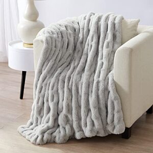 tahari home – throw blanket, soft & cozy bedding, stylish home decor for bed or couch, isla grey, throw