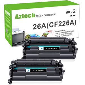 aztech 26a cf226a toner cartridge 2 pack compatible replacement for hp 26a cf226a 26x cf226x pro m402dn m402n m402dw pro mfp m426fdw m426fdn m426dw series printer ink high yield (black 2-pack)