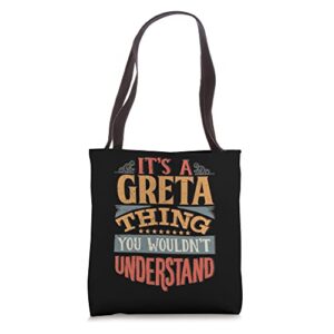 greta name tote bag