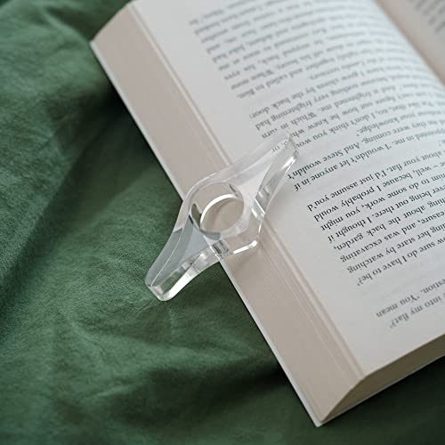 Book Page Holder for Reading, Clear Acrylic Spreader with Thumb or Finger Ring, Active Reader Bookmark, Compact and Portable for Paperback or Hardcovers (Medium (0.85in/21.5mm))