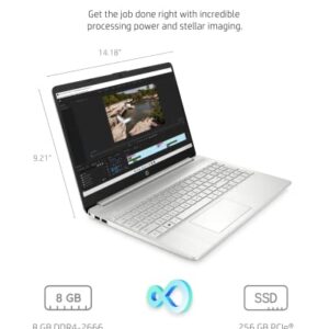 HP 15.6 Inch Laptop, Intel Iris Xe Graphics, 11th Generation Intel Core Processor, 8 GB RAM, 256 GB SSD, Windows 11 Home (15-dy2024nr, Natural silver)