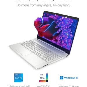 HP 15.6 Inch Laptop, Intel Iris Xe Graphics, 11th Generation Intel Core Processor, 8 GB RAM, 256 GB SSD, Windows 11 Home (15-dy2024nr, Natural silver)