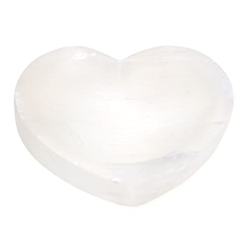 Halukakah Crystals and Healing Stones Selenite Moroccan Recharging Bowl Fengshui Cleansing Refresh Crystal Natural Gemstone Heart Shape 2.4"(6cm)