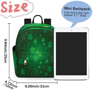 St. Patrick's Day Mini Backpack Purse for Women, Lucky Clover Small Fashion Daypack, Casual Lightweight Bag