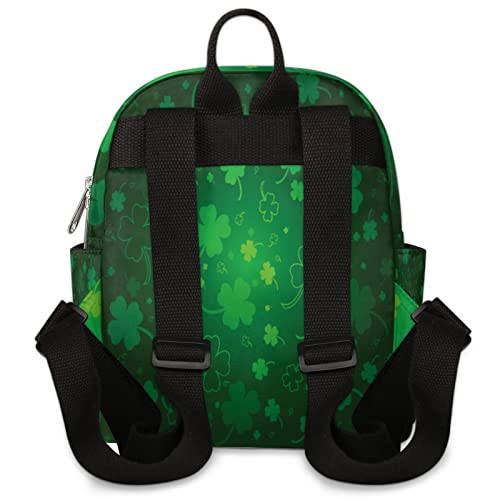 St. Patrick's Day Mini Backpack Purse for Women, Lucky Clover Small Fashion Daypack, Casual Lightweight Bag