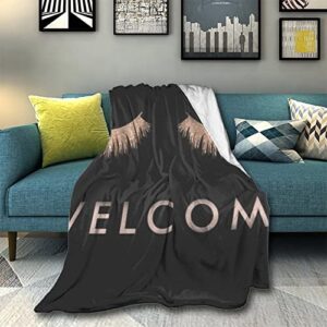 Super Soft Warm Cozy Throw Blanket Lightweight Flannel Wearable Blanket for Bed Couch Sofa Chair Home Decor, Stylish Black Rose Gold Eyelashes Welcome, 50"x40"