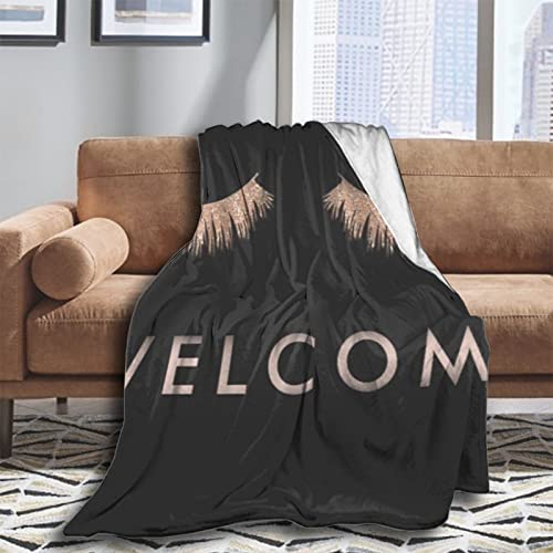 Super Soft Warm Cozy Throw Blanket Lightweight Flannel Wearable Blanket for Bed Couch Sofa Chair Home Decor, Stylish Black Rose Gold Eyelashes Welcome, 50"x40"