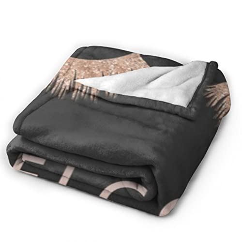 Super Soft Warm Cozy Throw Blanket Lightweight Flannel Wearable Blanket for Bed Couch Sofa Chair Home Decor, Stylish Black Rose Gold Eyelashes Welcome, 50"x40"