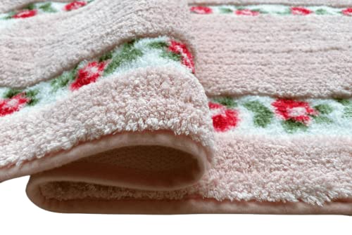 LZSOMPK Pretty Rose Flower Area Rugs Bedroom Rugs Bathroom Rugs Bath Mat Super Soft Kitchen Mat Living Room Carpets 17.7 x 47 inches (Pink)