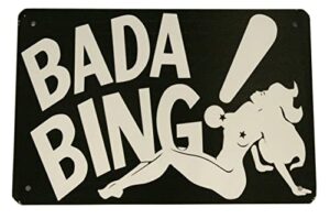 metal tin signs sopranos bada bing tin wall sign painting vintage hanging metal plaque poster retro art bar store home decoration 8×12 inch (black)