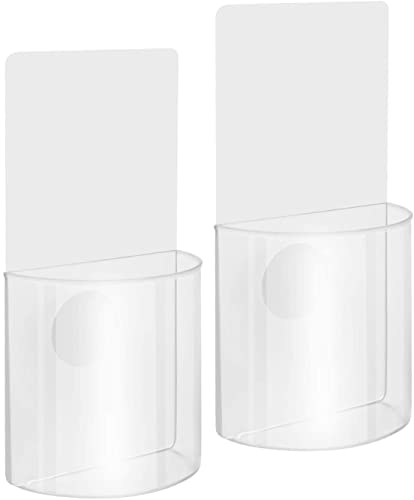 ARNARKOK 2 Pack Set Damage-Free Acrylic Wall Mount Organizer Storage Box for Phone Remote Control Holder