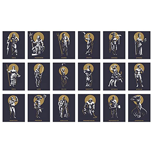 Greek Gods Poster Prints - Set of eighteen (8 inches x 10 inches)