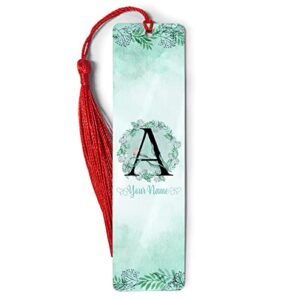 personalized bookmark customized floral initial monogram bookmarks with name gifts for book lovers women men kids on birthday christmas day monogrammed custom ruler ornament markers, multicolored