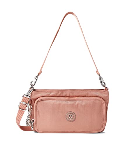 Kipling Women's Myrte Crossbody Handbag, Convertible Metallic Purse, Nylon Clutch and Waist Bag, DT Warm Rose M2