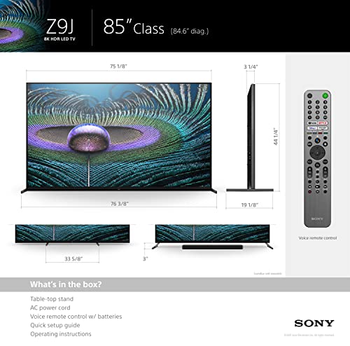 Sony Z9J 85 Inch TV: BRAVIA XR Full Array LED 8K Ultra HD Smart Google TV with Dolby Vision HDR and Alexa Compatibility XR85Z9J- 2021 Model