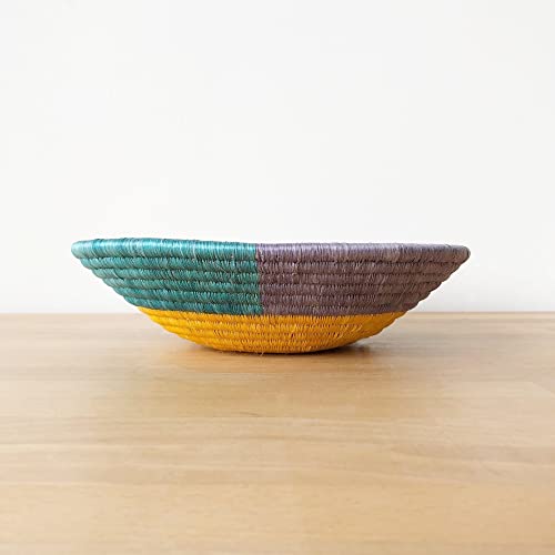 African Basket- Maiko/Rwanda Basket/Woven Bowl/Sisal & Sweetgrass Basket/Lilac, Teal, Golden Yellow