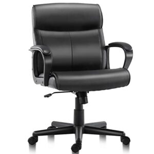 homefla home office chair mid-back office computer desk chair with armrest adjustable height/tilt swivel rolling chair