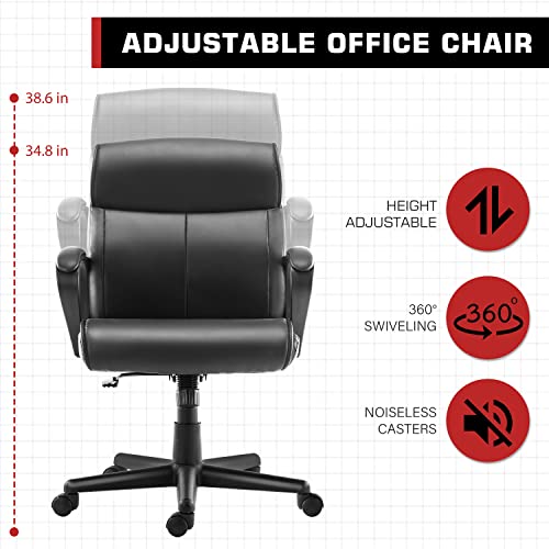 HOMEFLA Home Office Chair Mid-Back Office Computer Desk Chair with Armrest Adjustable Height/Tilt Swivel Rolling Chair