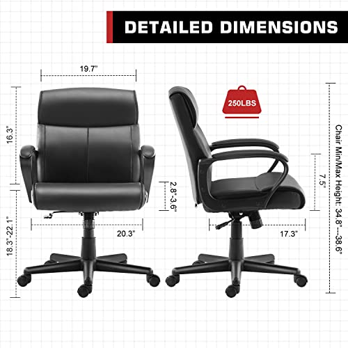 HOMEFLA Home Office Chair Mid-Back Office Computer Desk Chair with Armrest Adjustable Height/Tilt Swivel Rolling Chair