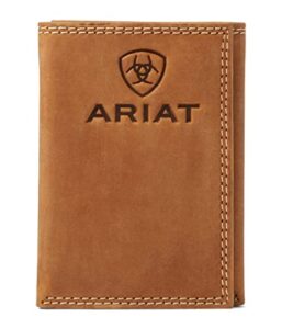 ariat trifold wallet emboss shield & script medium brown one size