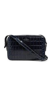 smythson women’s small camera bag, navy, blue, one size