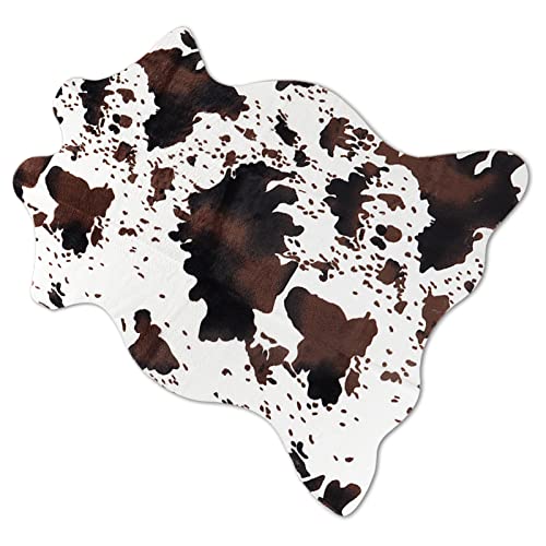 Cow Print Rug Faux Cowhide Rug Cute Area Rug Fun Western Room Decor for Bedroom Living Room Non-Slip (43 inches x 29 inches) (MC001 - CW01)