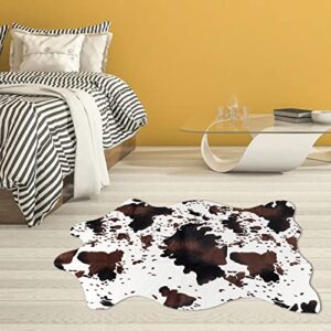 Cow Print Rug Faux Cowhide Rug Cute Area Rug Fun Western Room Decor for Bedroom Living Room Non-Slip (43 inches x 29 inches) (MC001 - CW01)