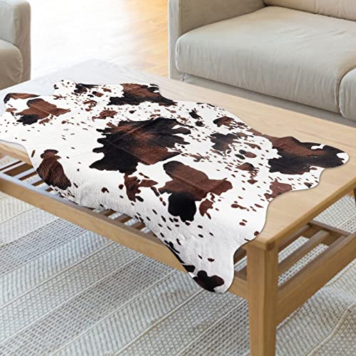 Cow Print Rug Faux Cowhide Rug Cute Area Rug Fun Western Room Decor for Bedroom Living Room Non-Slip (43 inches x 29 inches) (MC001 - CW01)