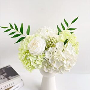 YalzoneMet 3PCS White Hydrangea Artificial Flowers,21inchs Real Touch Faux Hydrangea Flowers for Decoration,Wedding Centerpieces Fake Flowers for Tables Bride Bridesmaid Bouquet Party Home Garden