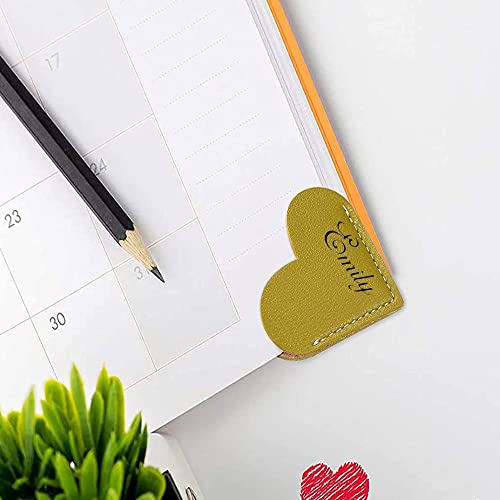 Leather Bookmark Personalized Heart Page Corner Bookmark, Custom Engraved Bookmark, Monogrammed Bookmark for Women, Leather Corner Bookmark