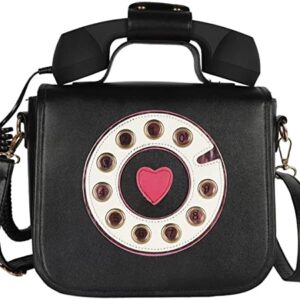 QZUnique Telephone Shoulder Bag Women Retro Cross Body Bag PU Leather Clutch Purse Chain Tote Bag