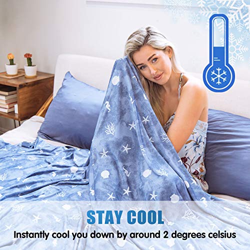 Ailemei Cooling Throw Blanket with Double Sided Cold Effect, Lightweight Breathable Summer Coastal Blanket, Throw Blankets for Couch, Transfer Heat to Keep Body Cool for Hot Sleepers Night Sweats