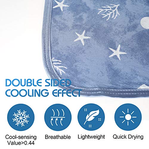 Ailemei Cooling Throw Blanket with Double Sided Cold Effect, Lightweight Breathable Summer Coastal Blanket, Throw Blankets for Couch, Transfer Heat to Keep Body Cool for Hot Sleepers Night Sweats