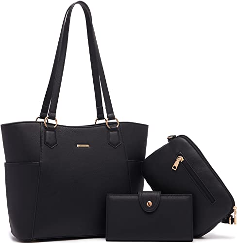 Tote Handbags for Women Purse and Wallet Set Large Shoulder Bags Crossbody Purses Satchel Black