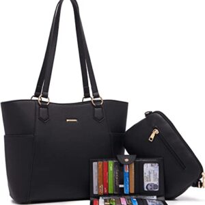 Tote Handbags for Women Purse and Wallet Set Large Shoulder Bags Crossbody Purses Satchel Black