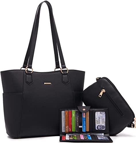 Tote Handbags for Women Purse and Wallet Set Large Shoulder Bags Crossbody Purses Satchel Black